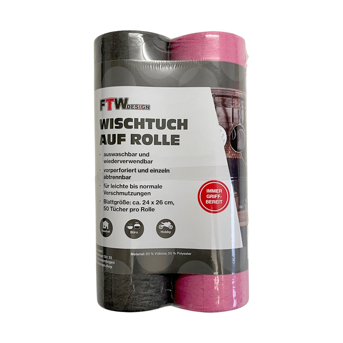 2er Set Universal Wischtuch auf Rolle in Schwarz und Pink - Jetzt ...